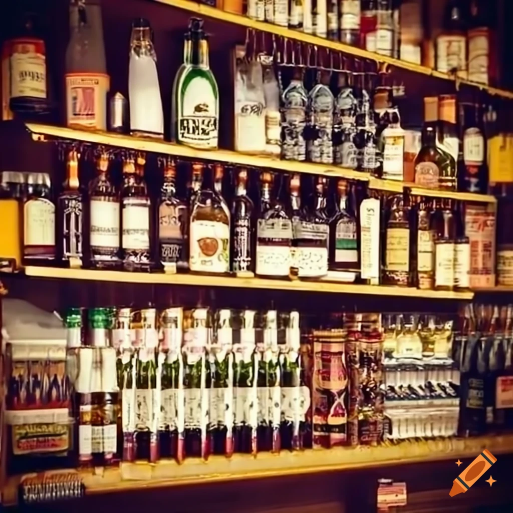 A shelf selling alcoholic drinks such as beers on Craiyon