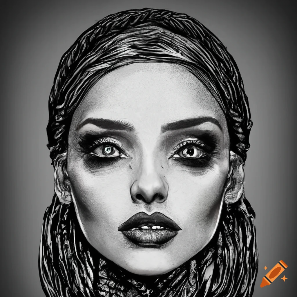 Rostro vectorizado de mujer alegre en tonos monocromáticos (blancos ...