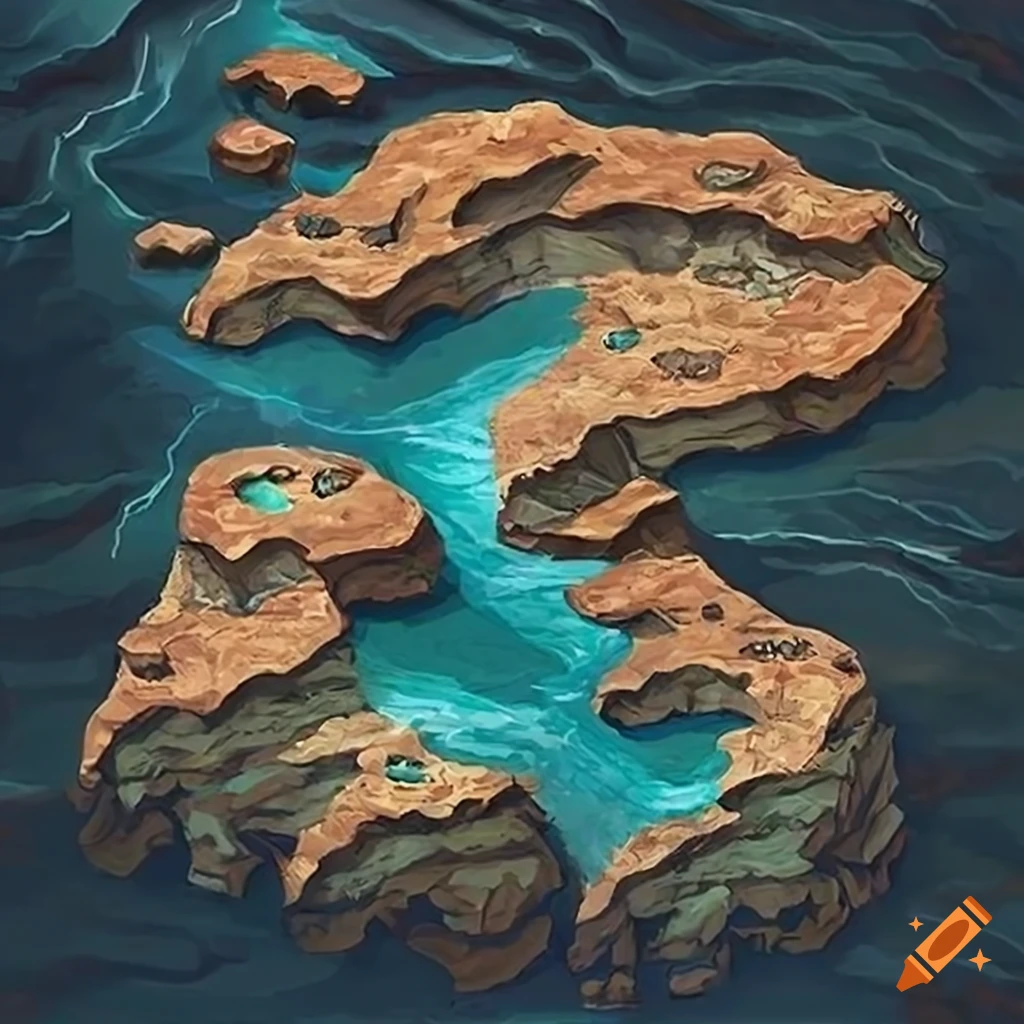 Isometric sandstone world map down birdseye view A Masterful Oil ...