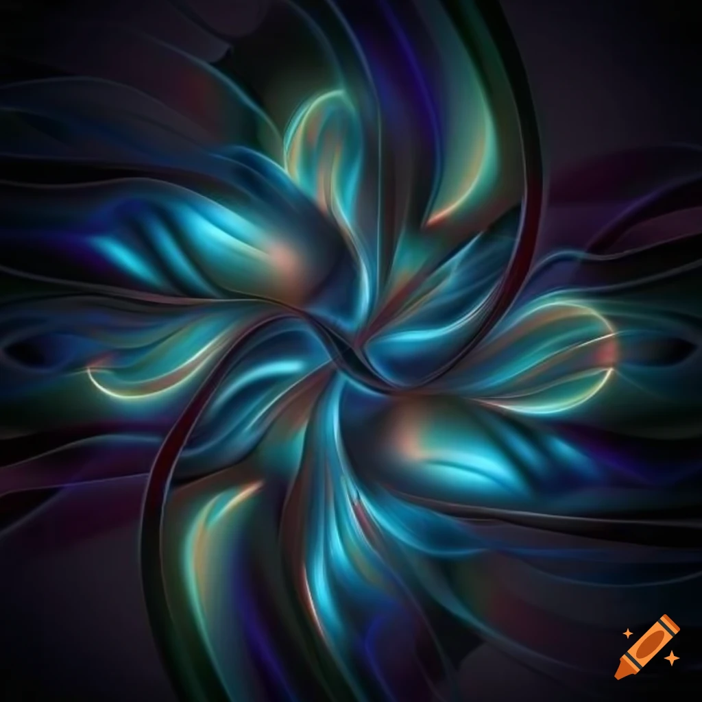 An abstract design of interlocking leaves in bright silver tones on a ...