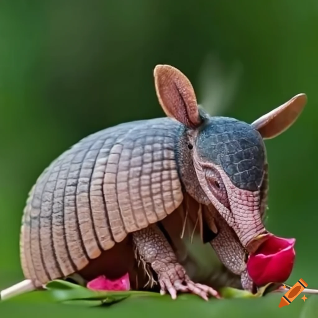 An armadillo with a rose on Craiyon