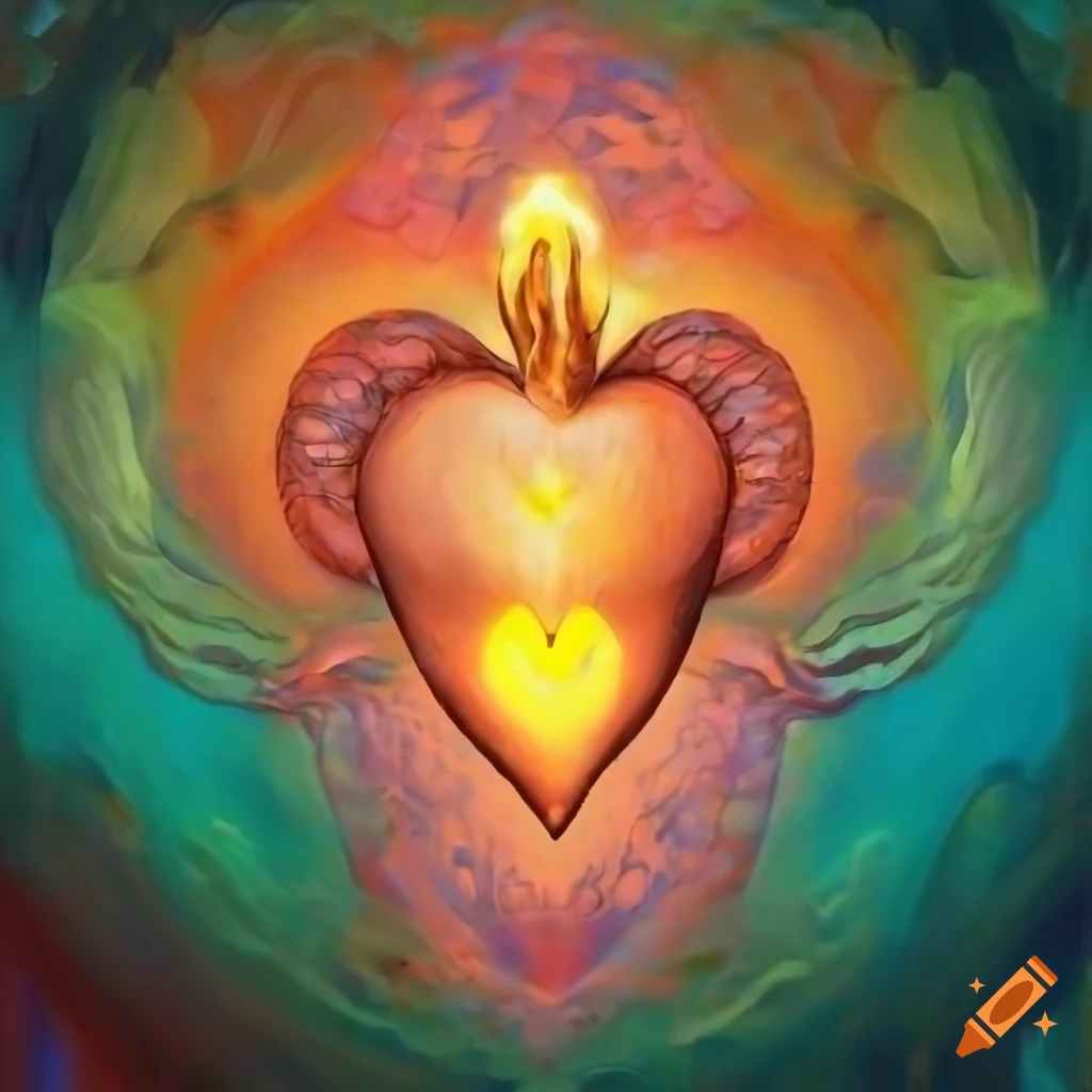 Simple oriental sacred heart face, winged, beautiful eyes. Geometric in ...