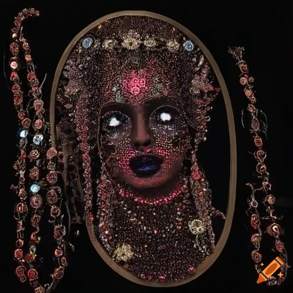 Unique futuristic embroidery with sequins and beading on Craiyon