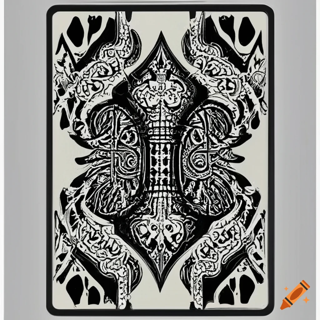 Blank playing card with intricate black art deco border on Craiyon