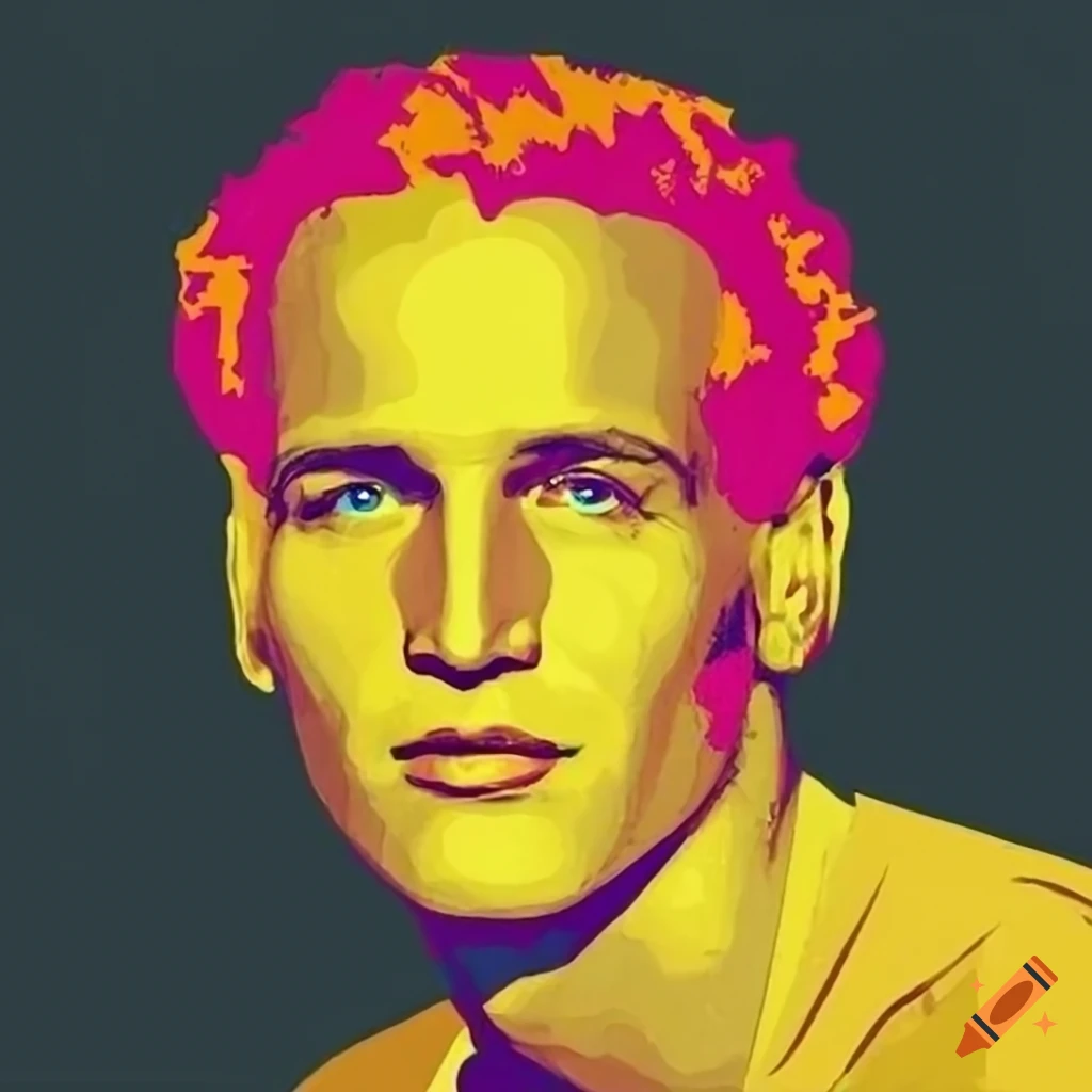 Warhol pop art portrait of young paul newman on a white background