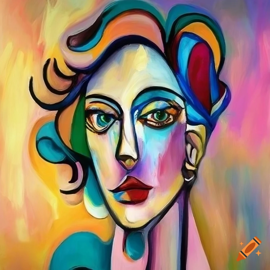 Abstract portrait of a woman inspired by picasso's unique style on Craiyon