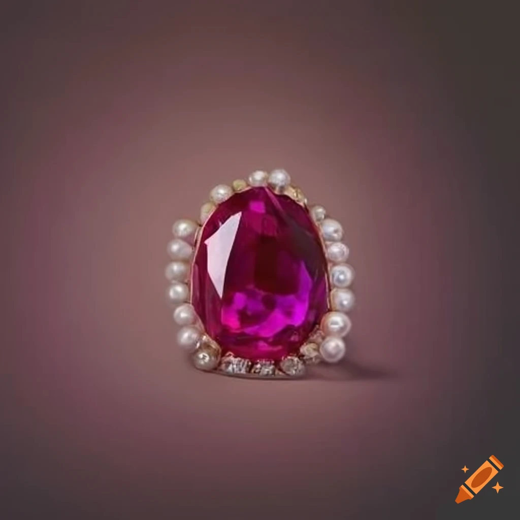 An orient ruby surrounded by pearls on Craiyon