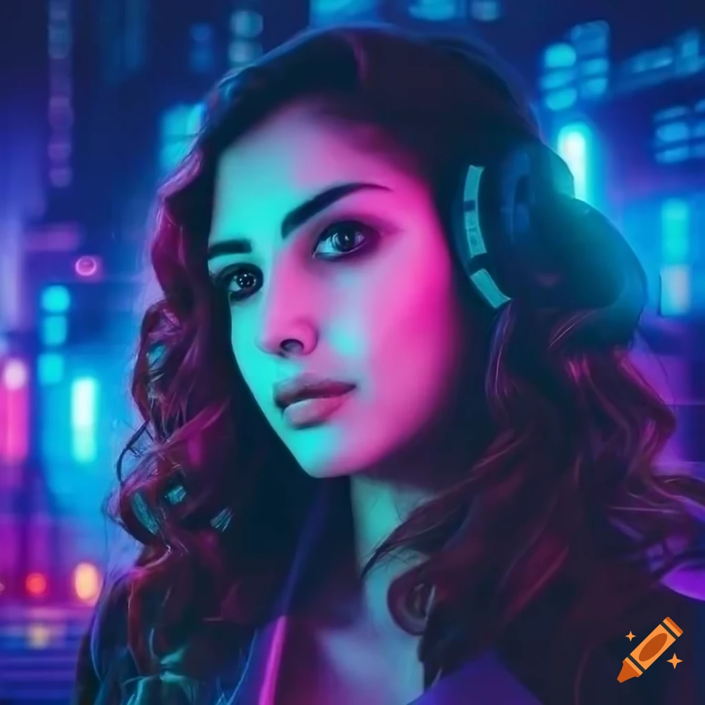 A photorealistic face portrait of a stunning young Arab female hacker ...