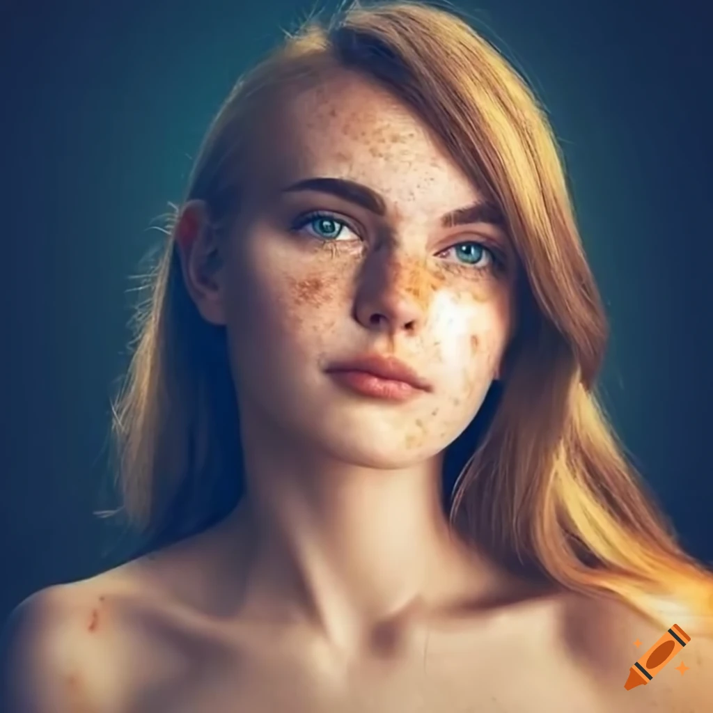 Beautiful young woman very light freckles on Craiyon