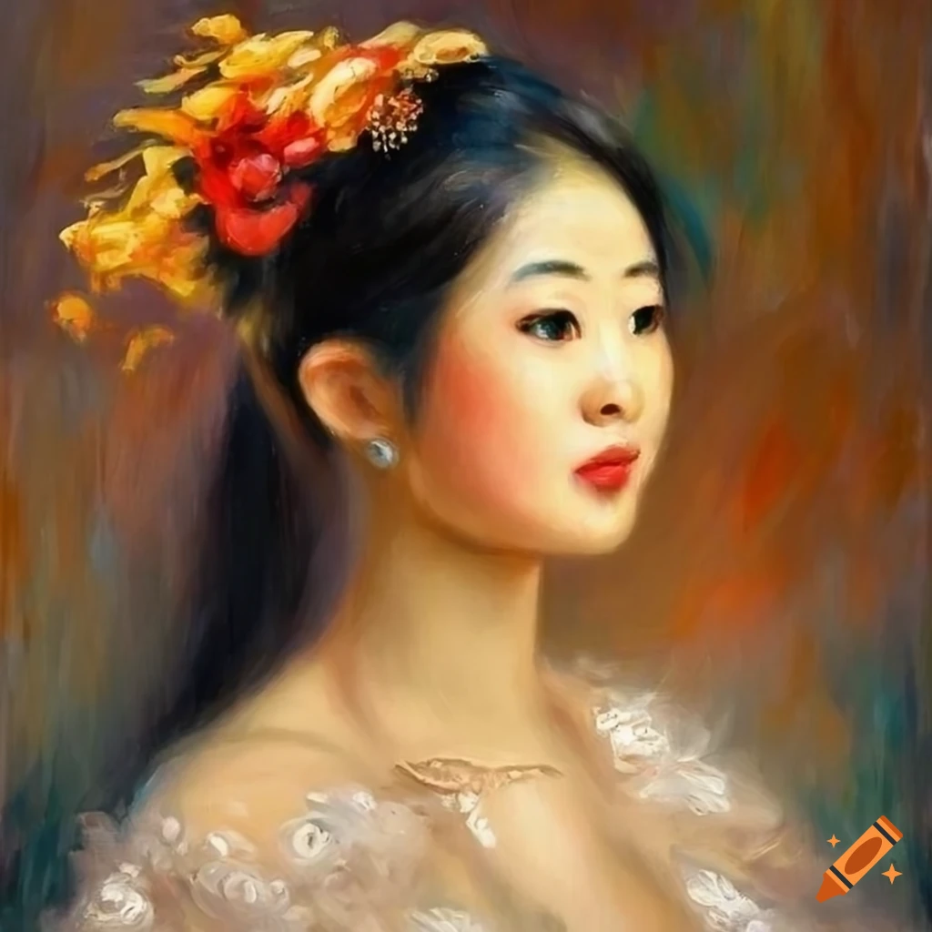 Chinese princess in renoir style oilpainting on Craiyon