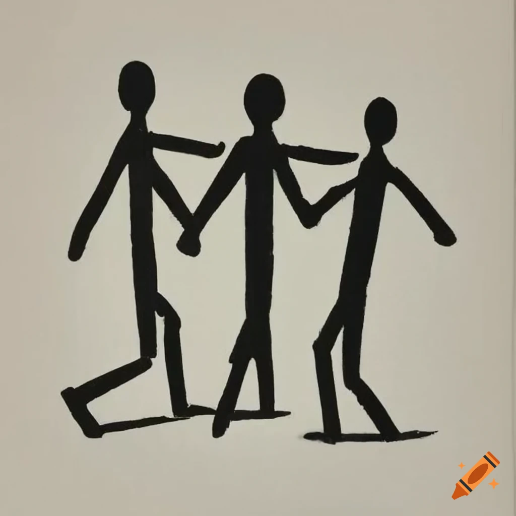 Caligraphic pictogram writen on paper that look like a group of little ...