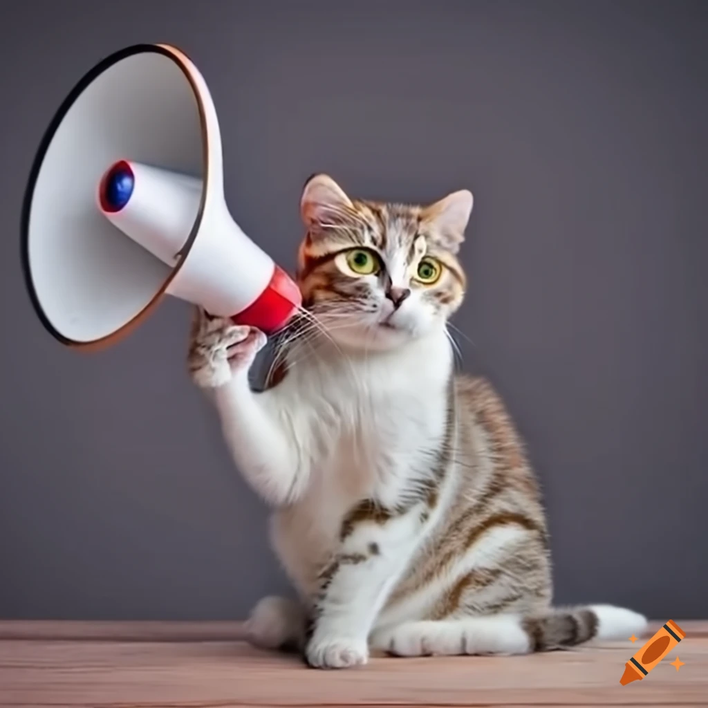 Cute cat with megaphone on Craiyon