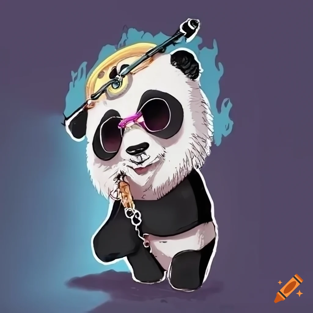 Panda with sunglasses and chain