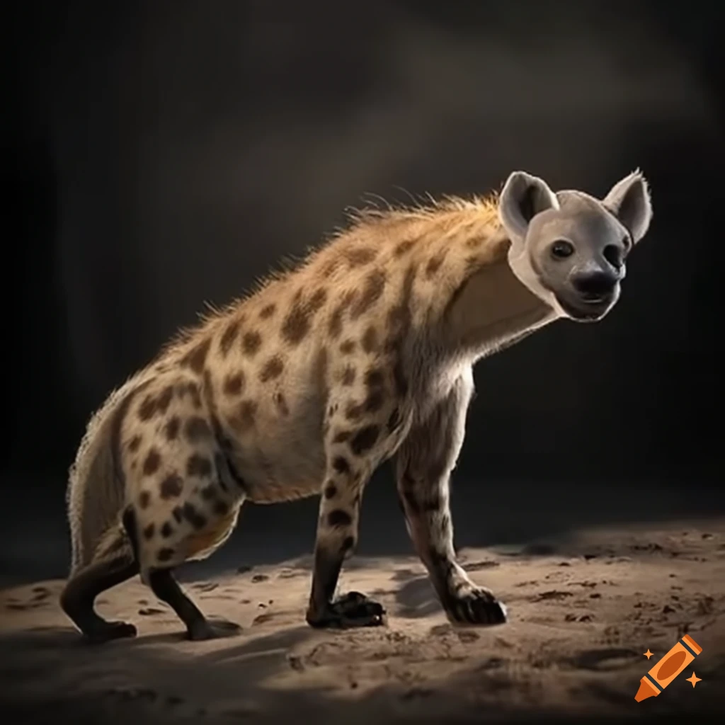 Pixar spotted hyena character design on Craiyon