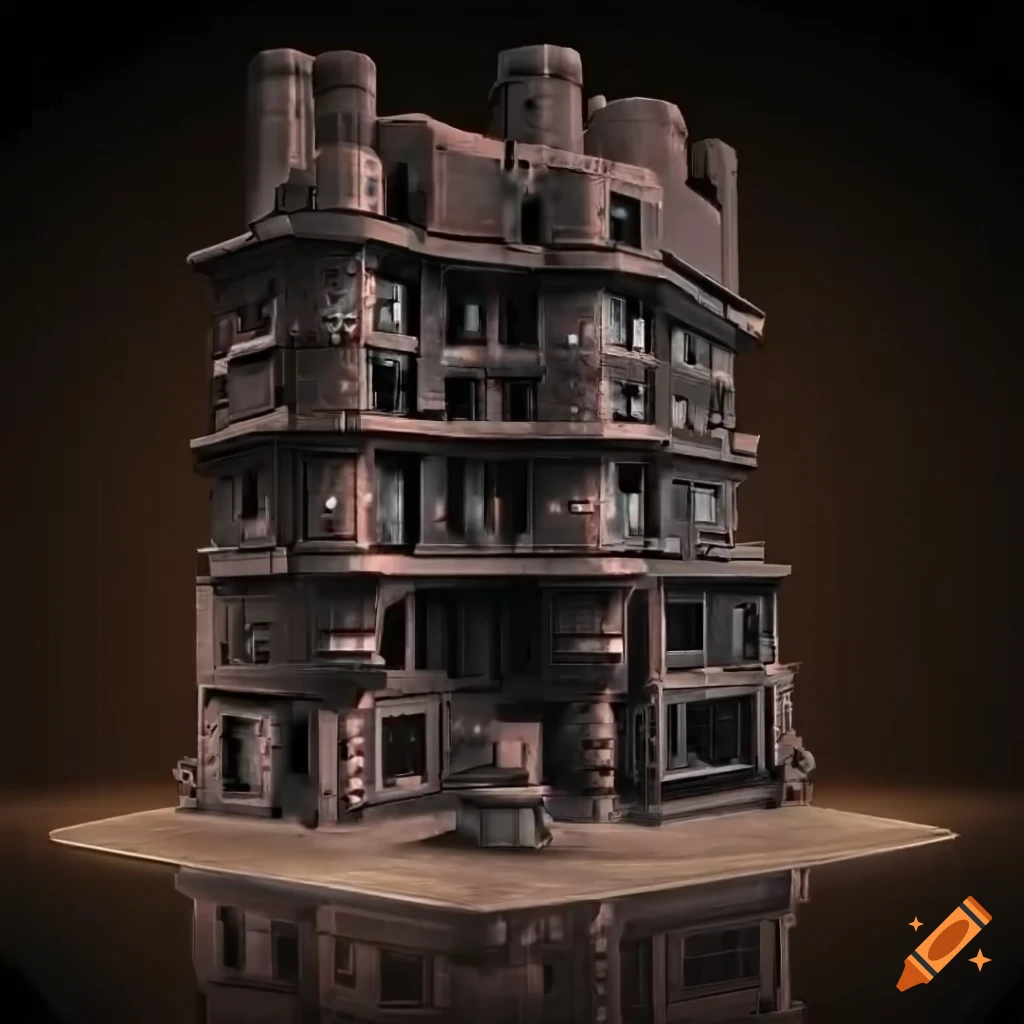 A sci fi iron factory building