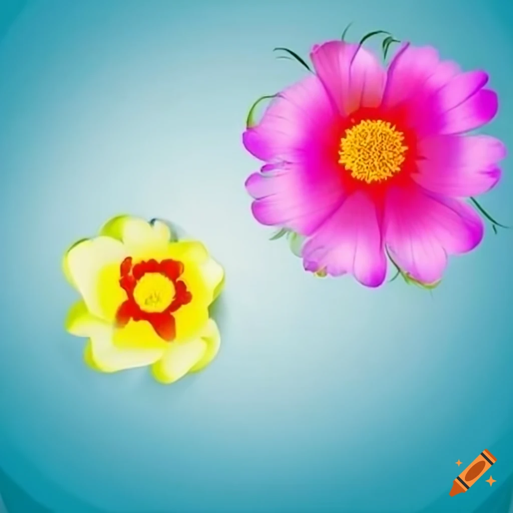 Two differently sized flowers on Craiyon