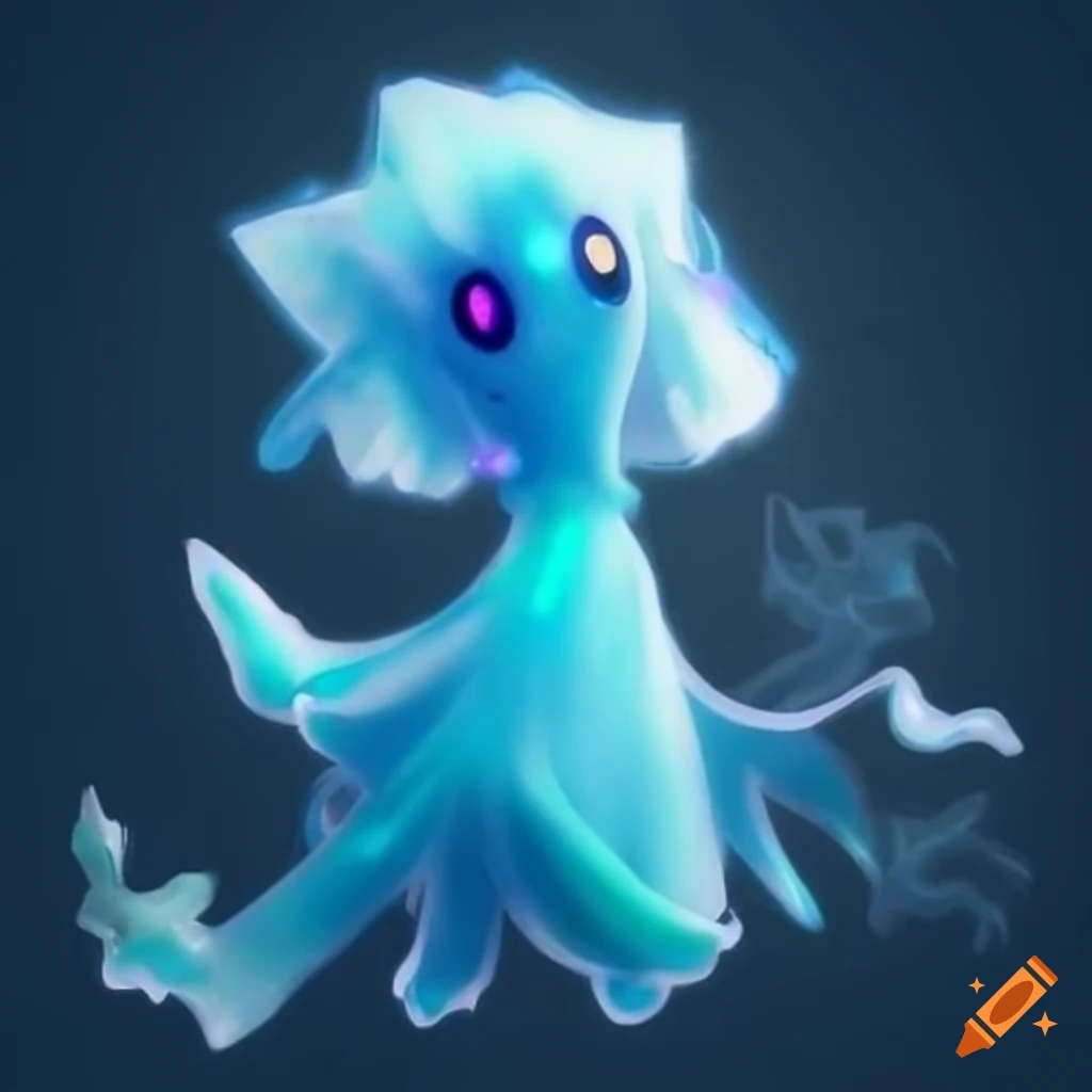 Ghostly ice nymph pokémon inspired on Craiyon
