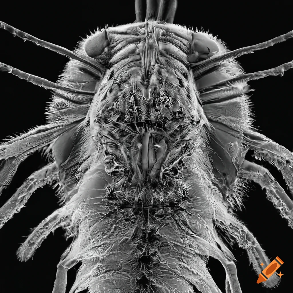 Many insect hairy wings raster electron microscope photo hires monochrome