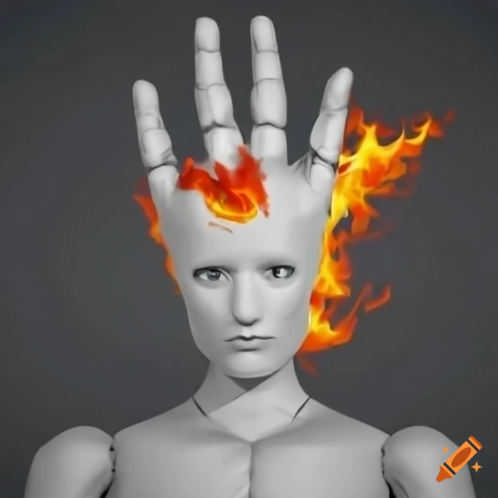 Humanoid fire with big hands on Craiyon
