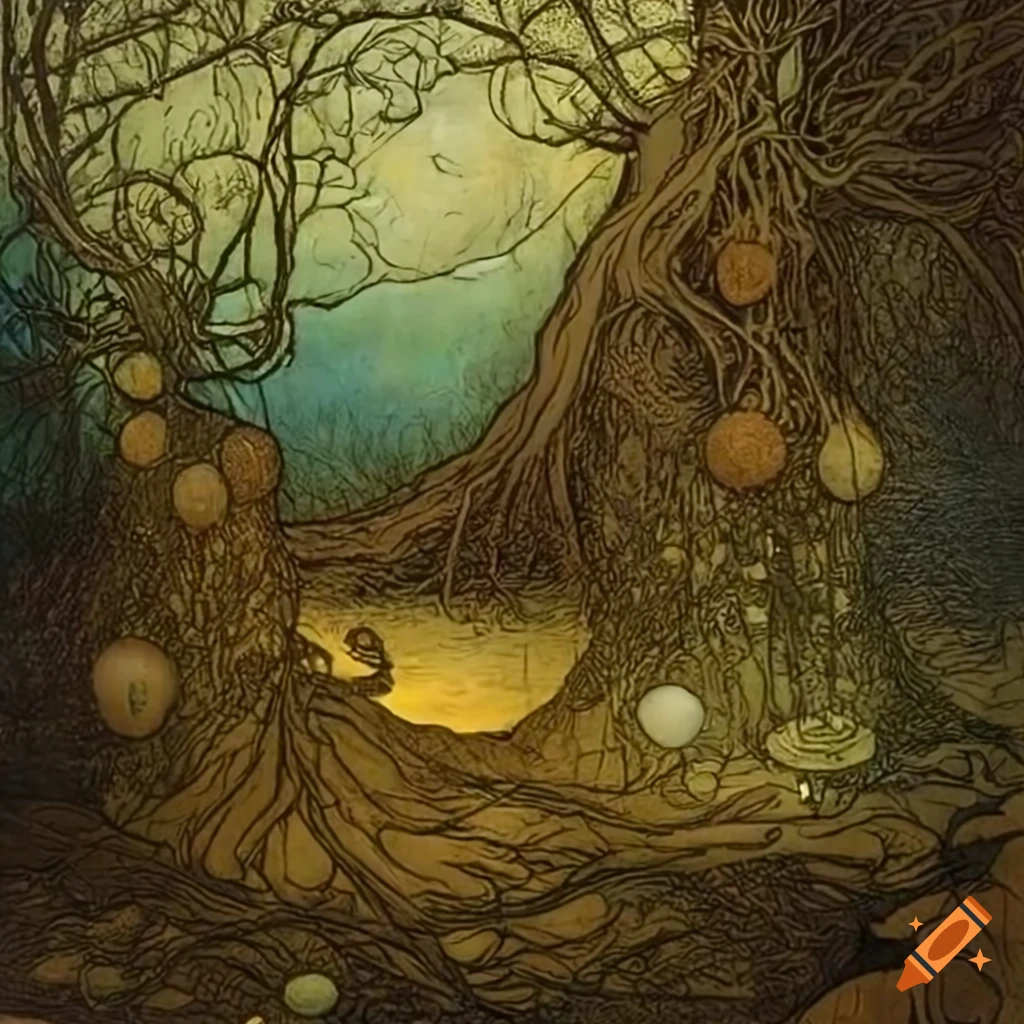 Dandelion Trees. Totems and runes carved into rocks and boulders ...