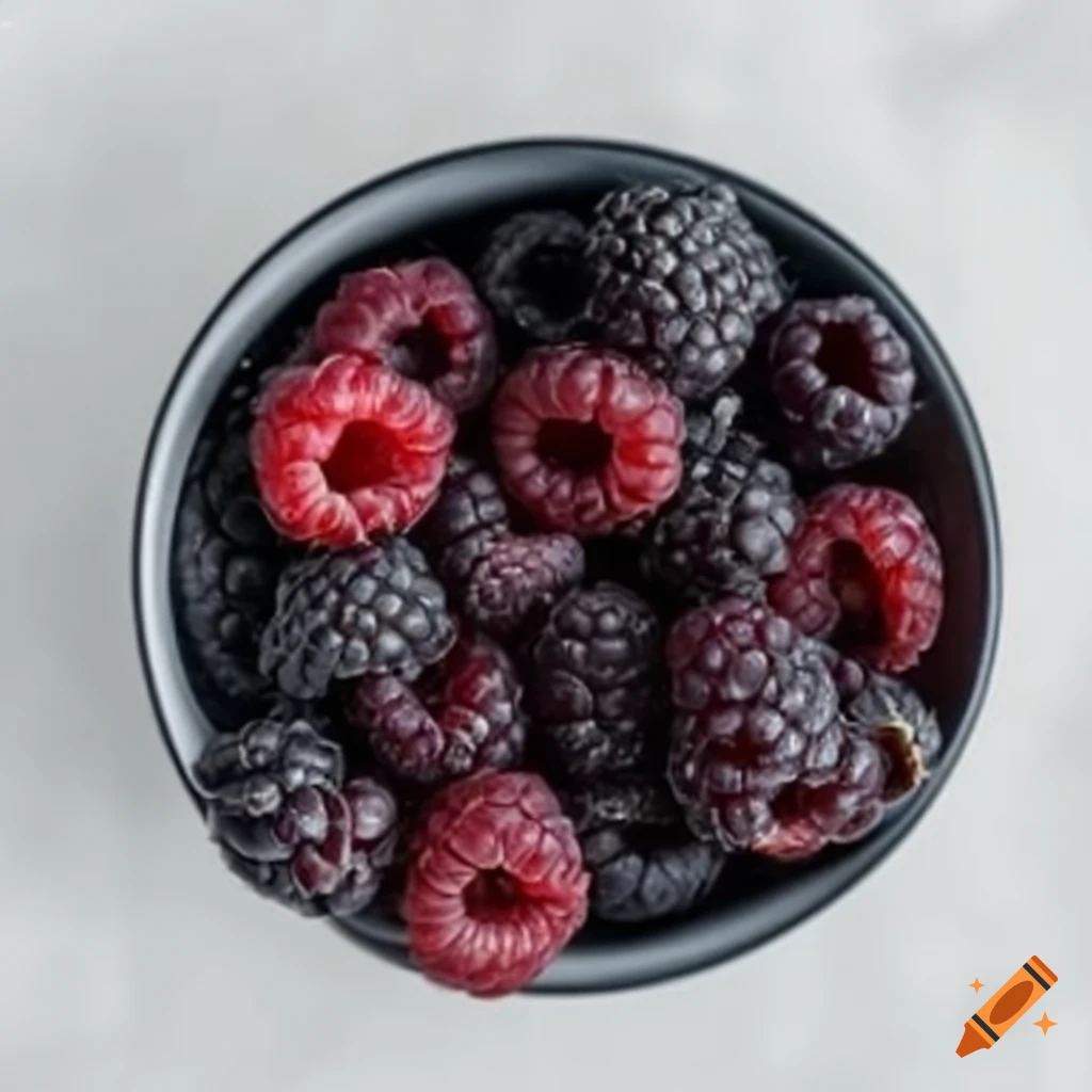 Black raspberry bowl on Craiyon