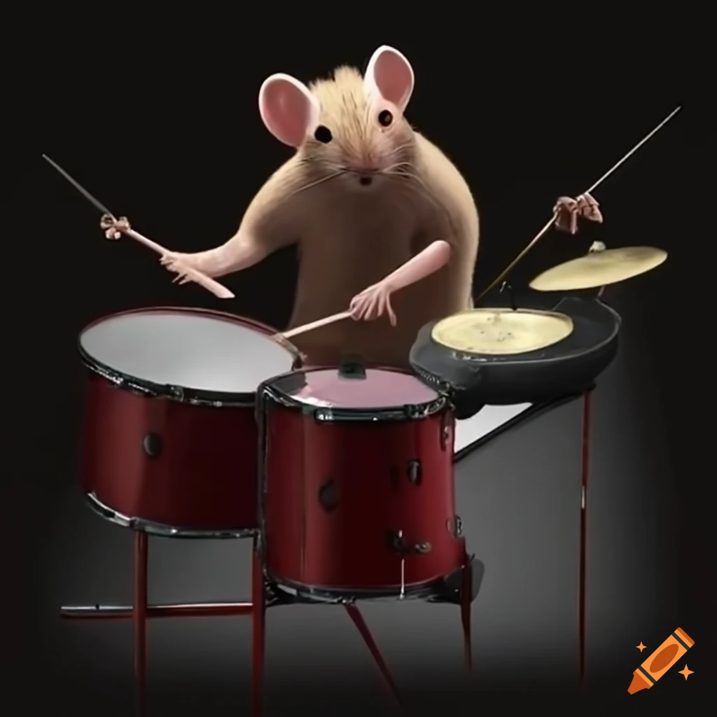 A mouse playing drums on Craiyon