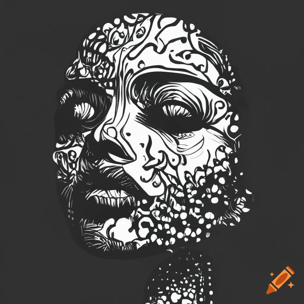 Vector art of black white doodle art