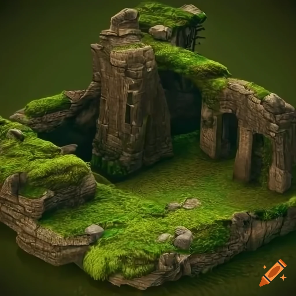 In the background between formation from above fantasy RPG game forest ...