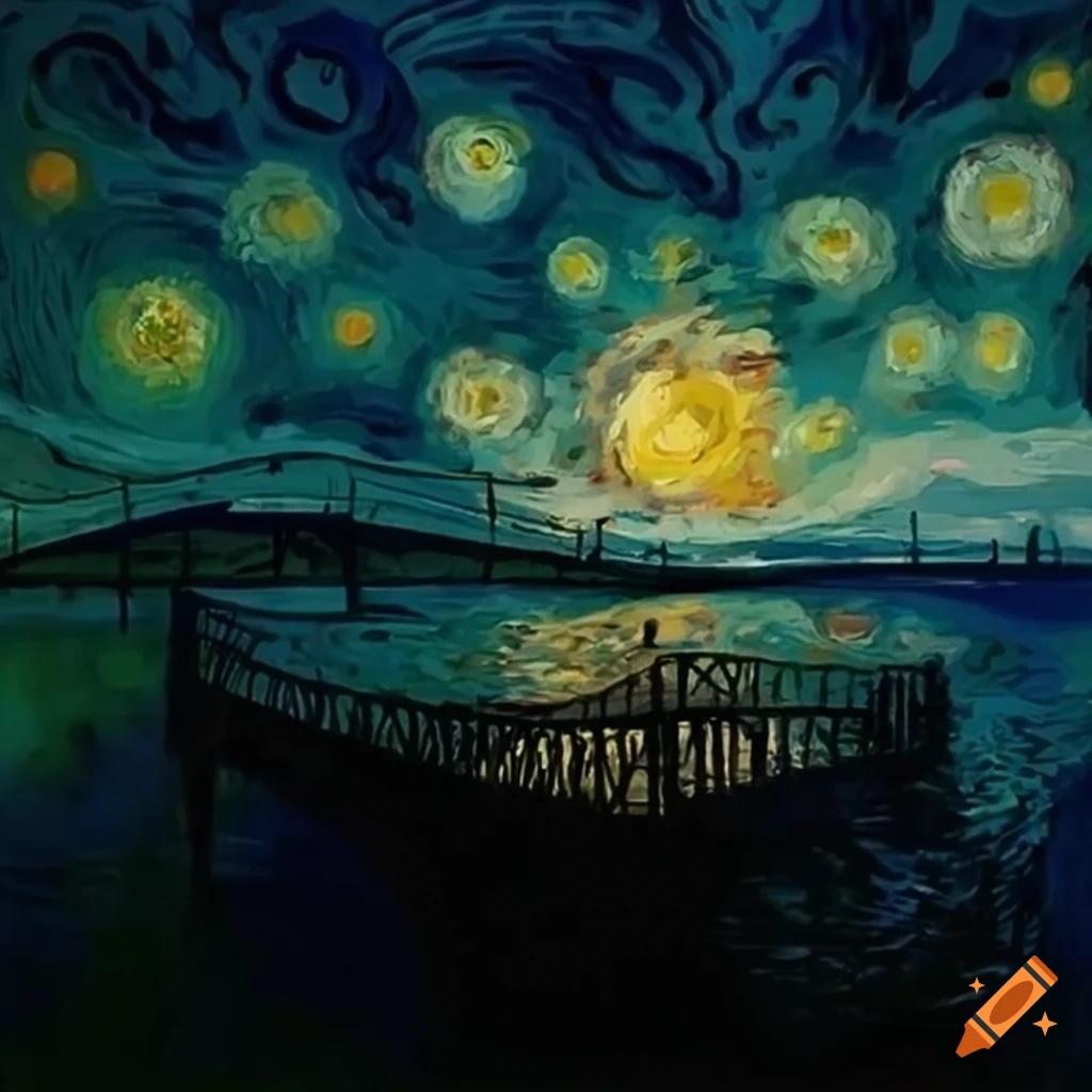 Explosion of color, bridge in silhouette over alien landscape with ...