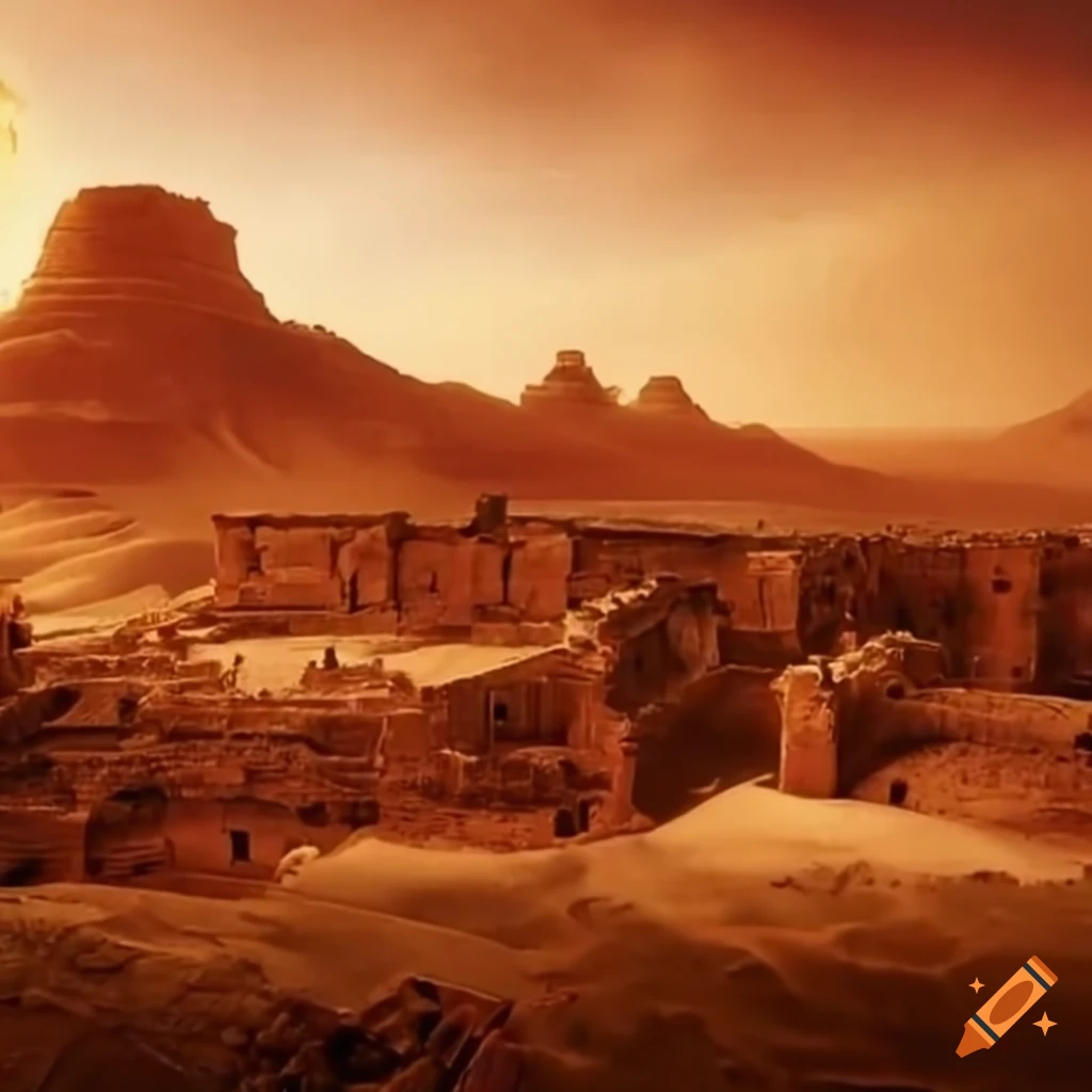 Devastated ruins of the ancient king's city in the desert
