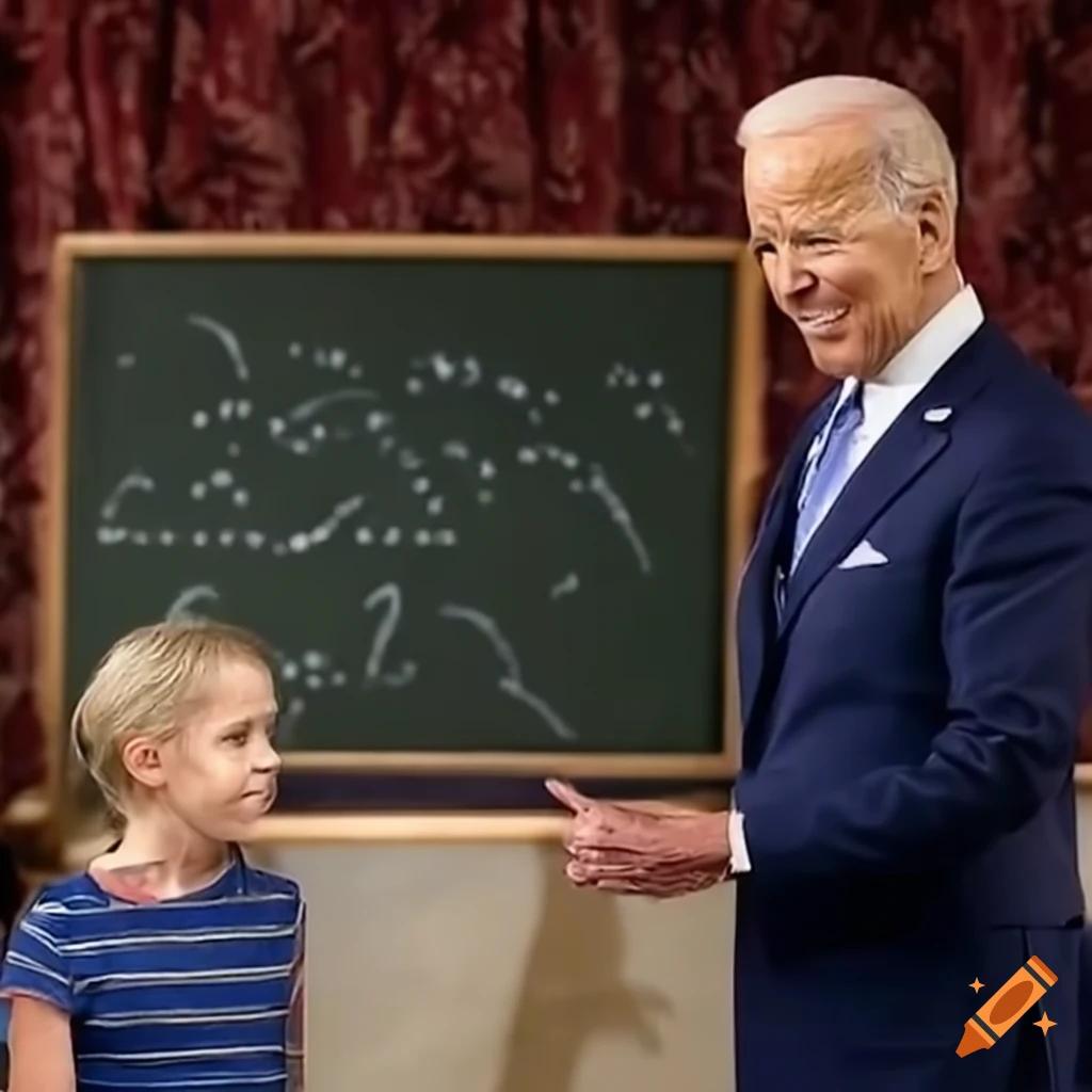 Joe biden as a teacher draws math on a chalk board on Craiyon