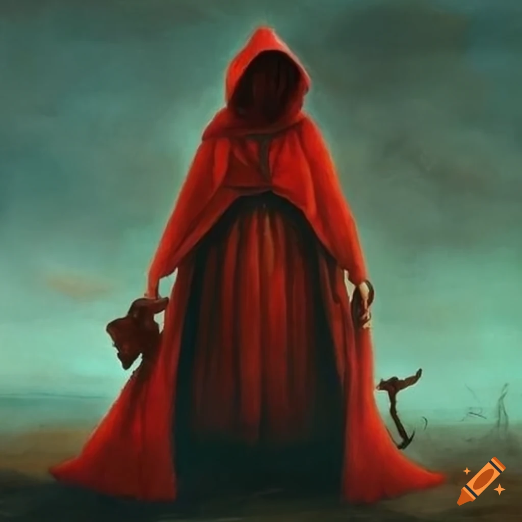 Little red riding hood painted by beksinski on Craiyon