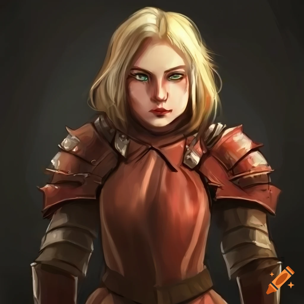 Female, steel armor, red plate armor, dwarven design, dwarven armor ...