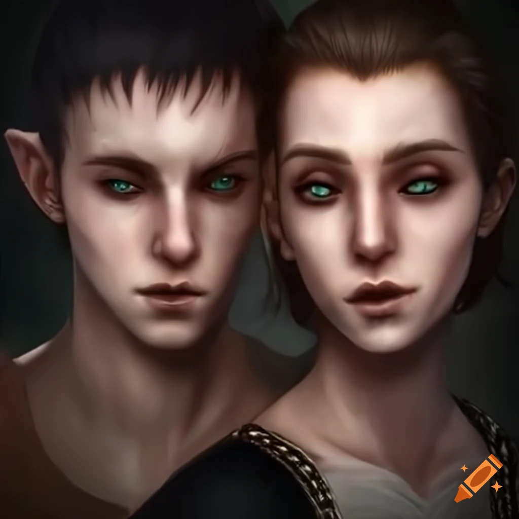Young adult fantasy human female and male twins on Craiyon