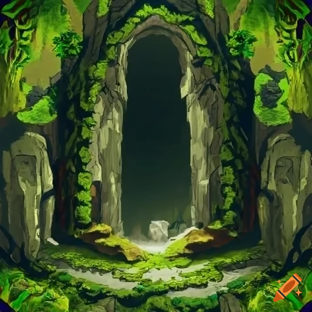 In the background between formation from above fantasy RPG game forest ...