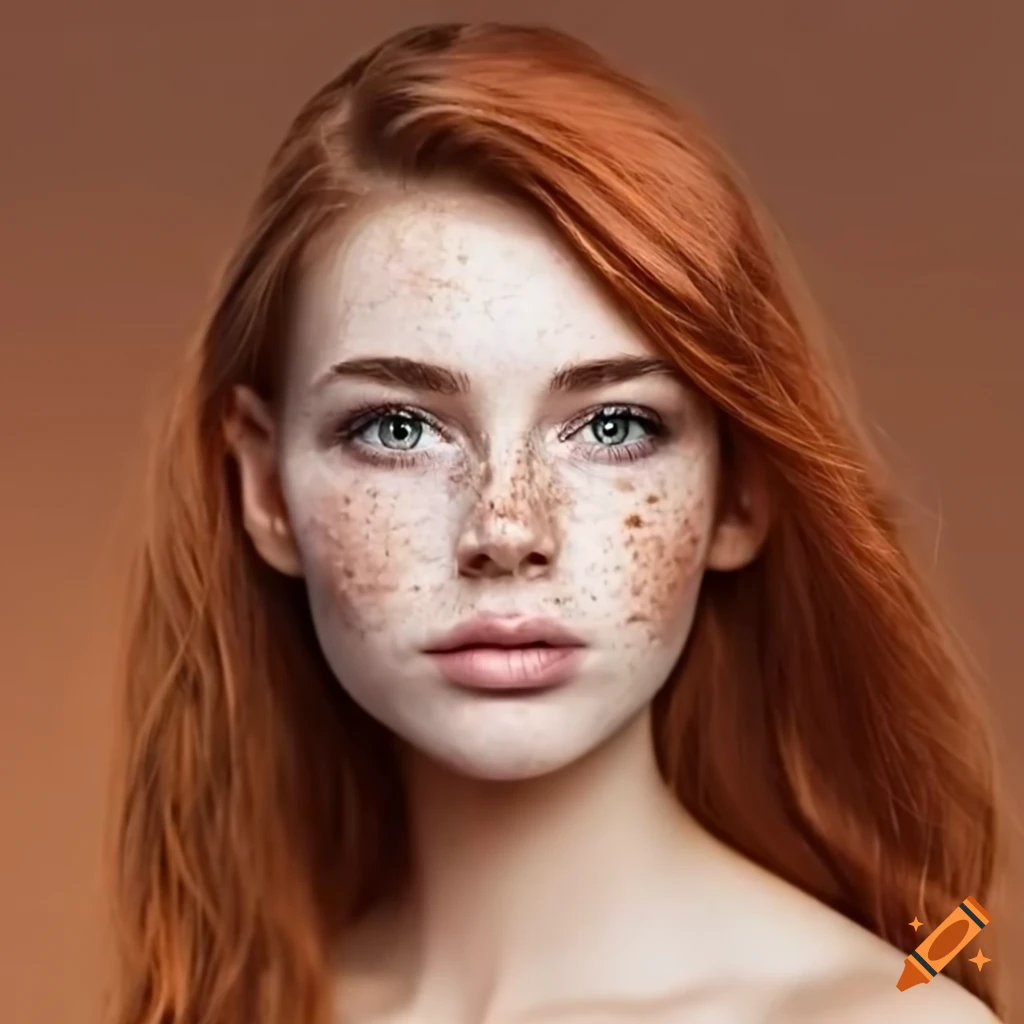 Beautiful young woman very light freckles auburn hair
