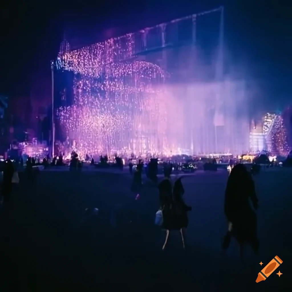 Concert with big screen in paris at night on Craiyon