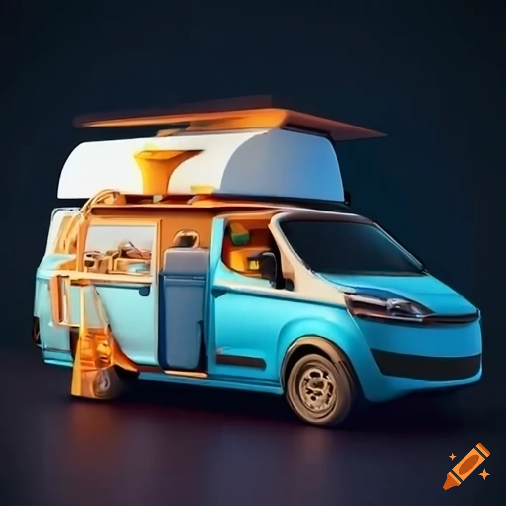 Van transformed into a mobile 3d printing workshop