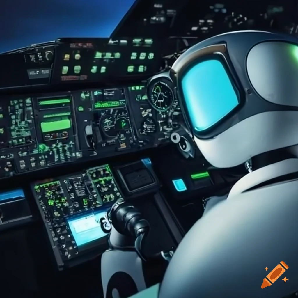 In the cockpit with a robot copilot, ready for takeoff