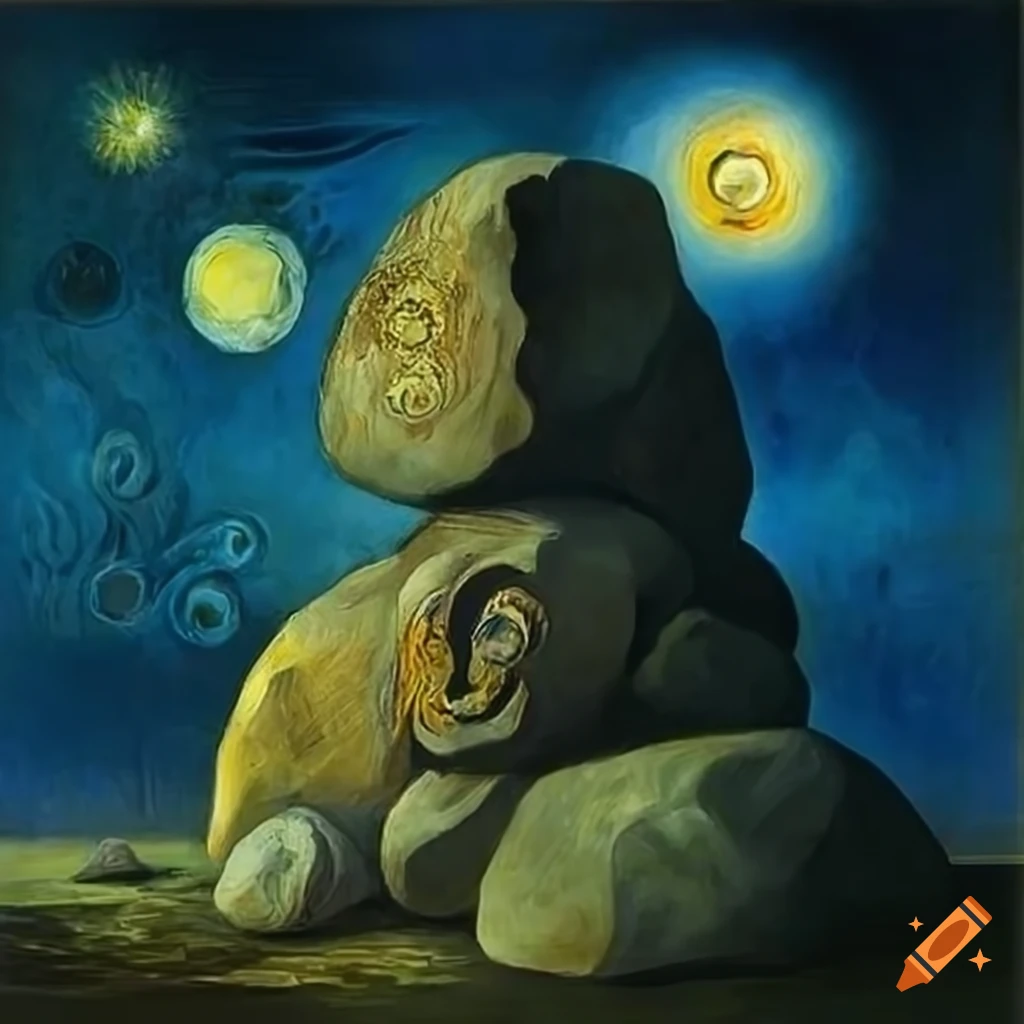 Carved totems and runes in rocks and boulders, Surreal planets, Shaded ...