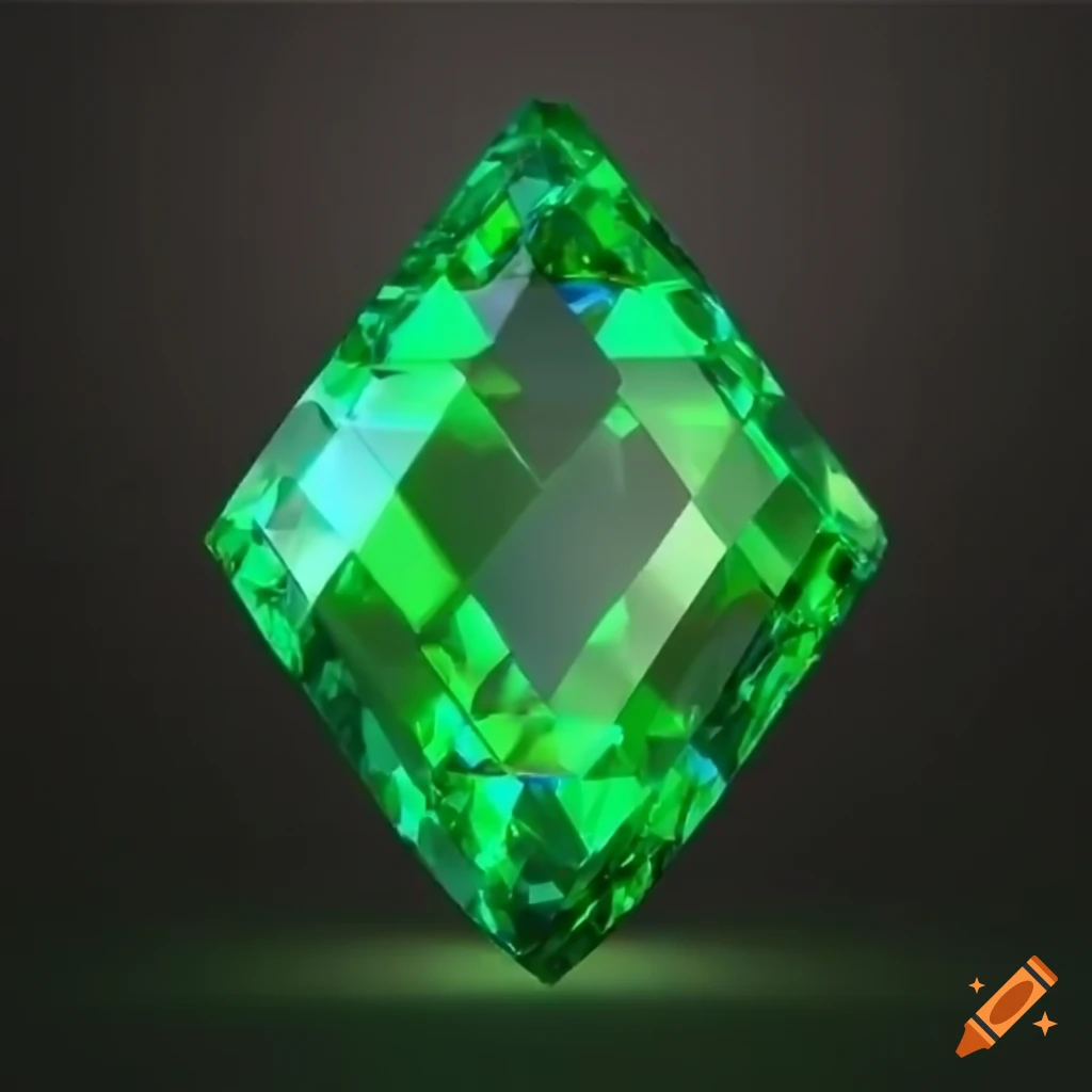 Shiny green crystal in unique rhombus shape, 4k, ultra hd