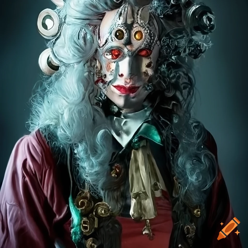 Clockwork cyborg vampire french aristocrat, powdered wig, gears ...
