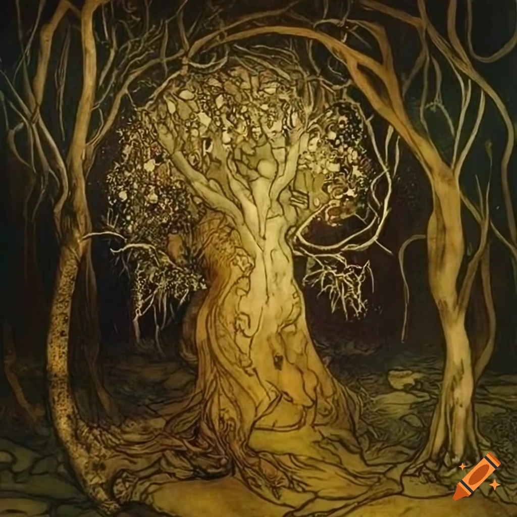 Dandelion Trees. Totems and runes carved into rocks and boulders ...