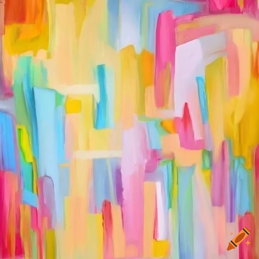 Abstract artwork featuring pastel-colored geometric shapes