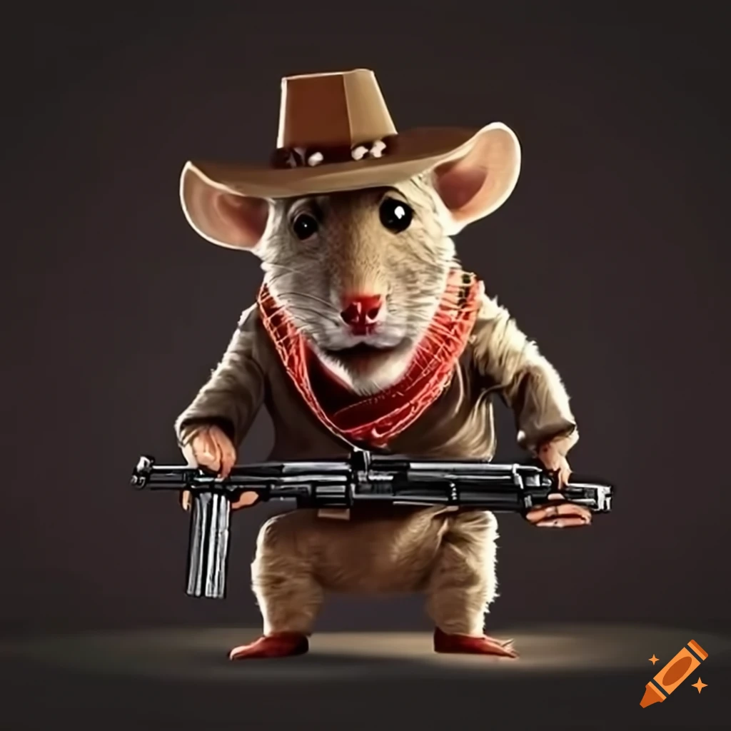 Cowboy rat with two pistols in gunfight on Craiyon