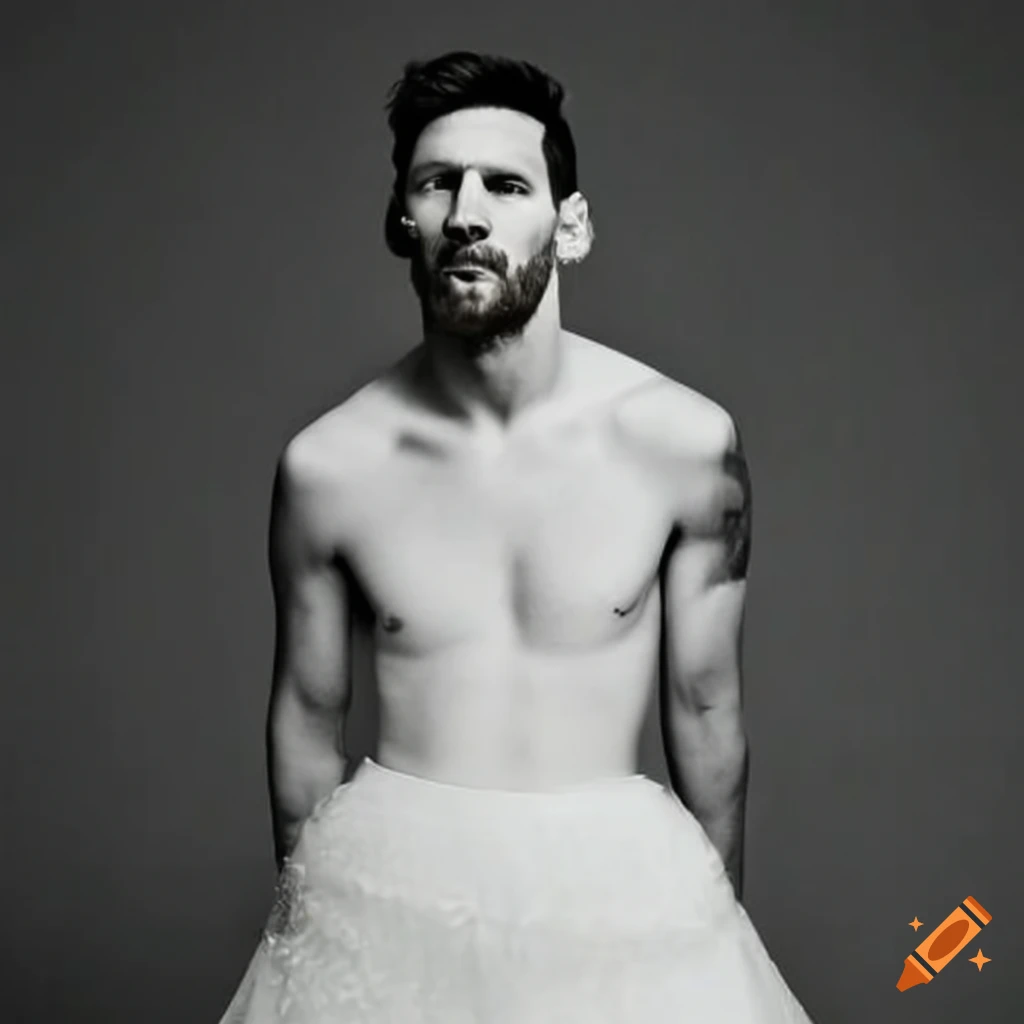 Messi wearing a white gala dress on Craiyon