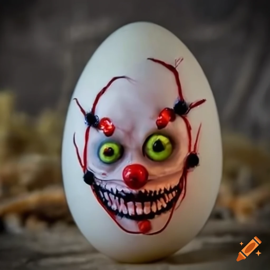 Soft boiled evil-alien-clown-eggs with spider legs