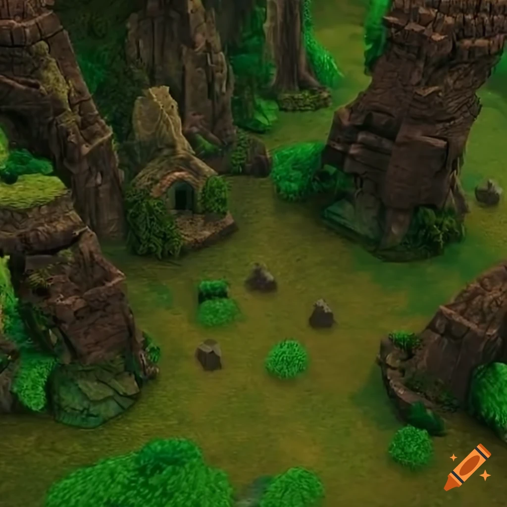 In the background between formation from above fantasy RPG game forest ...