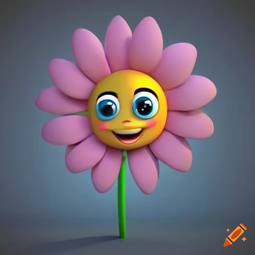 Smiling flower 3d cartoon