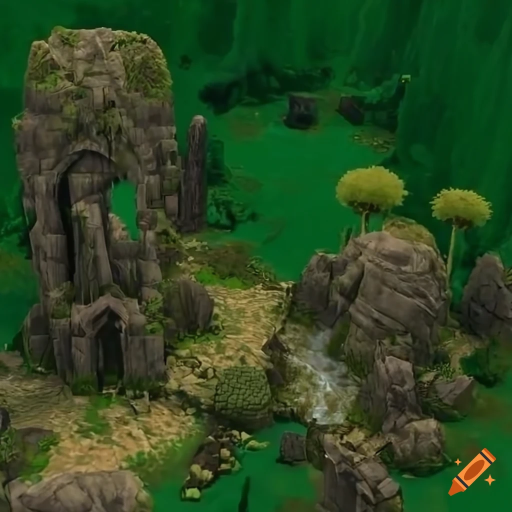 In the background between formation from above fantasy RPG game forest ...